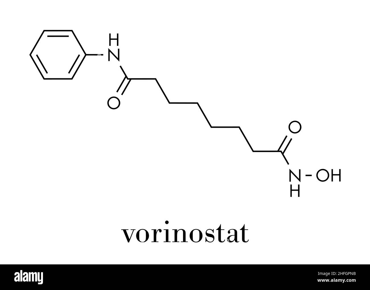 Vorinostat cutaneous T cell lymphoma drug molecule. Acts as histone ...