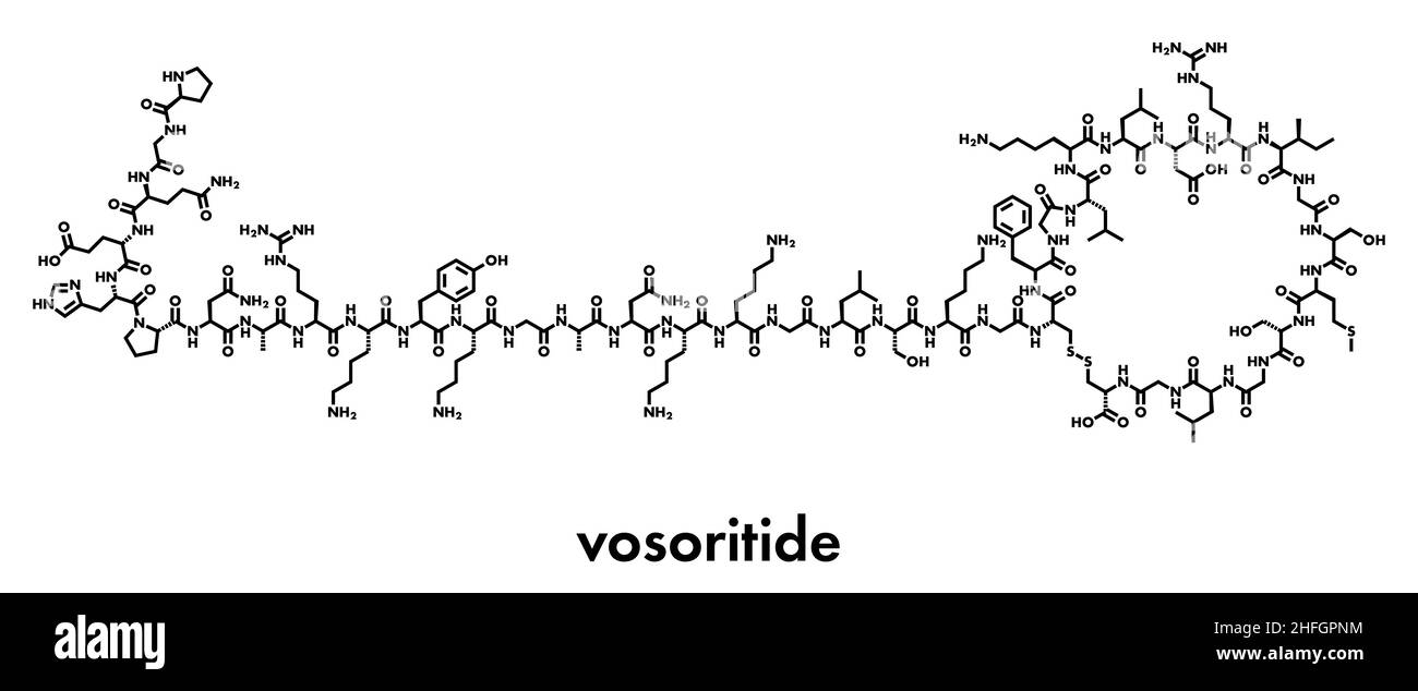 Vosoritide achondroplasia drug molecule. Skeletal formula Stock Vector ...
