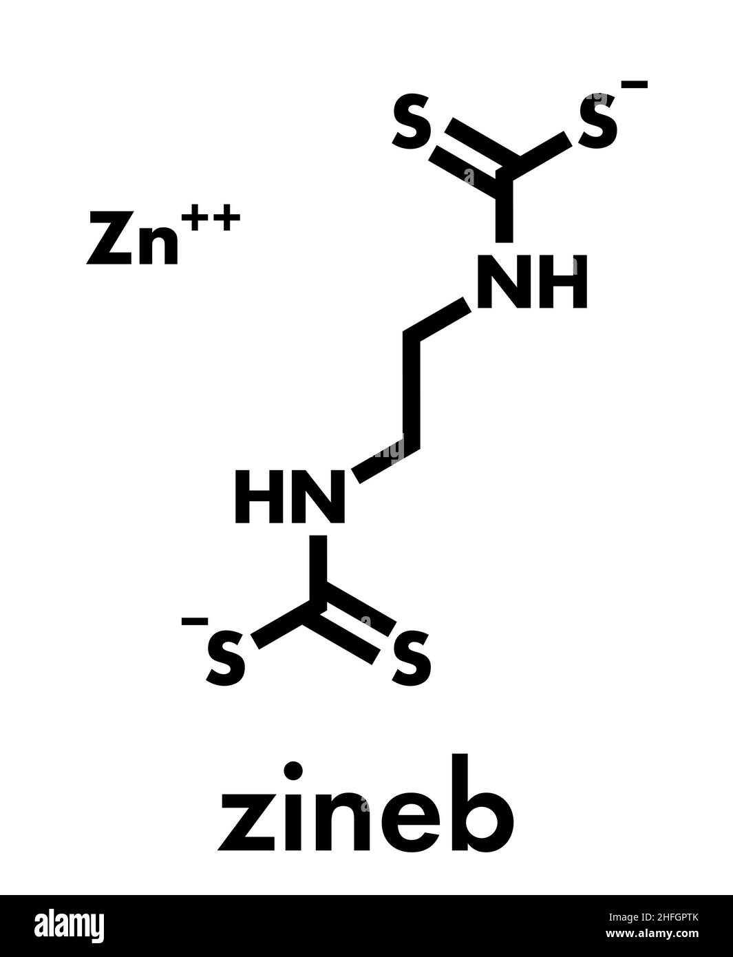 Zineb zinc organosulfur fungicide molecule. Skeletal formula Stock ...