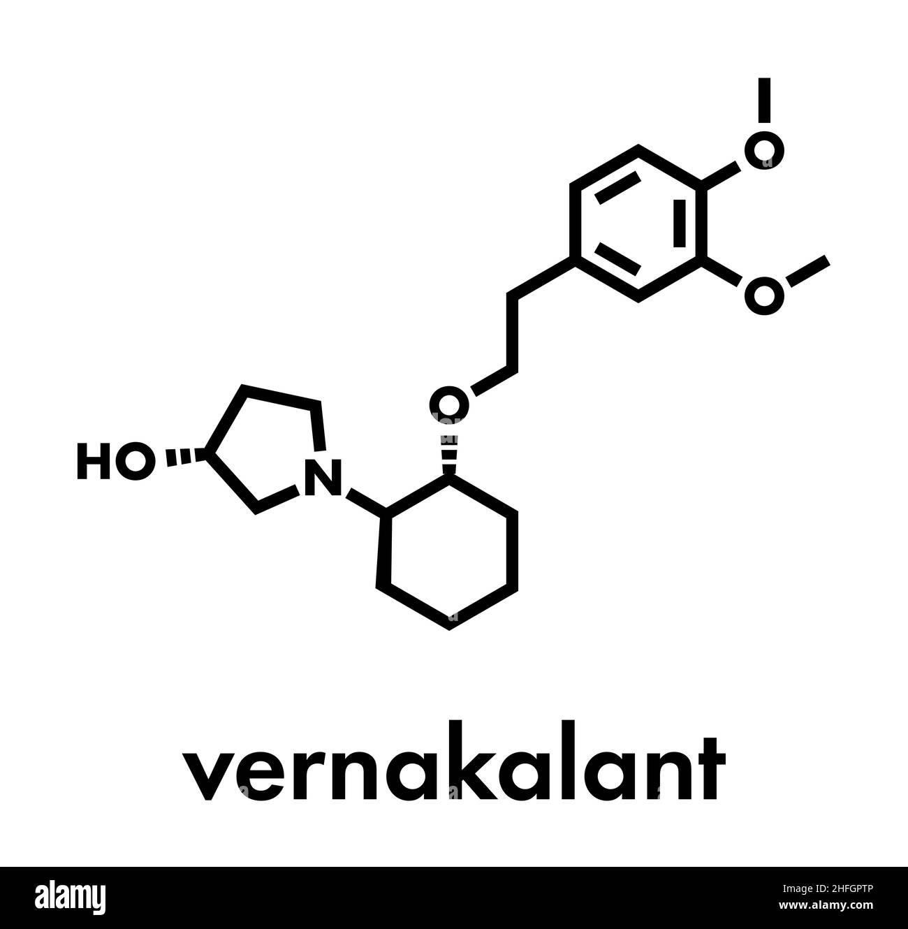 Vernakalant atrial fibrillation drug molecule. Skeletal formula Stock ...