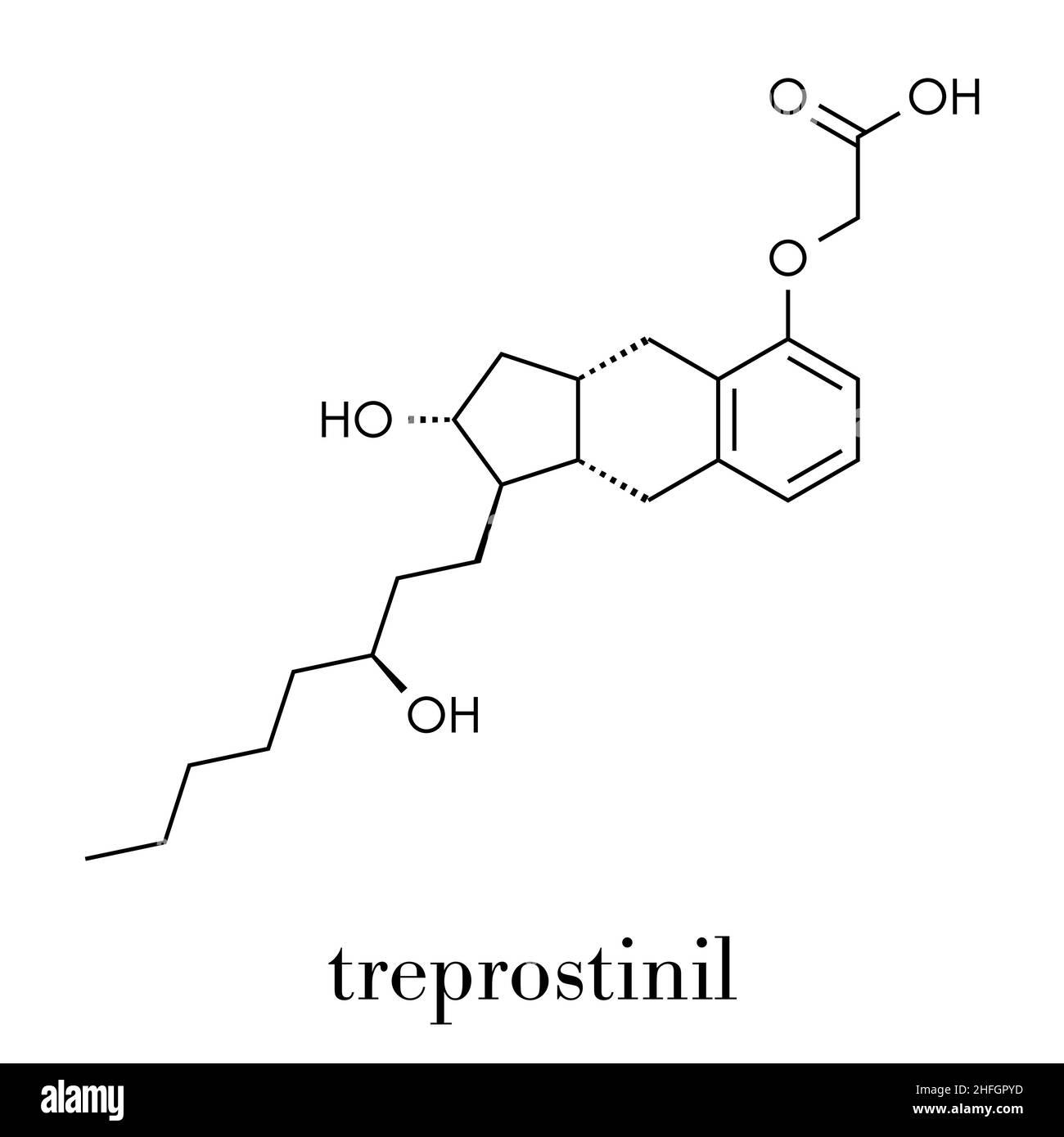 Treprostinil pulmonary arterial hypertension drug molecule. Synthetic ...