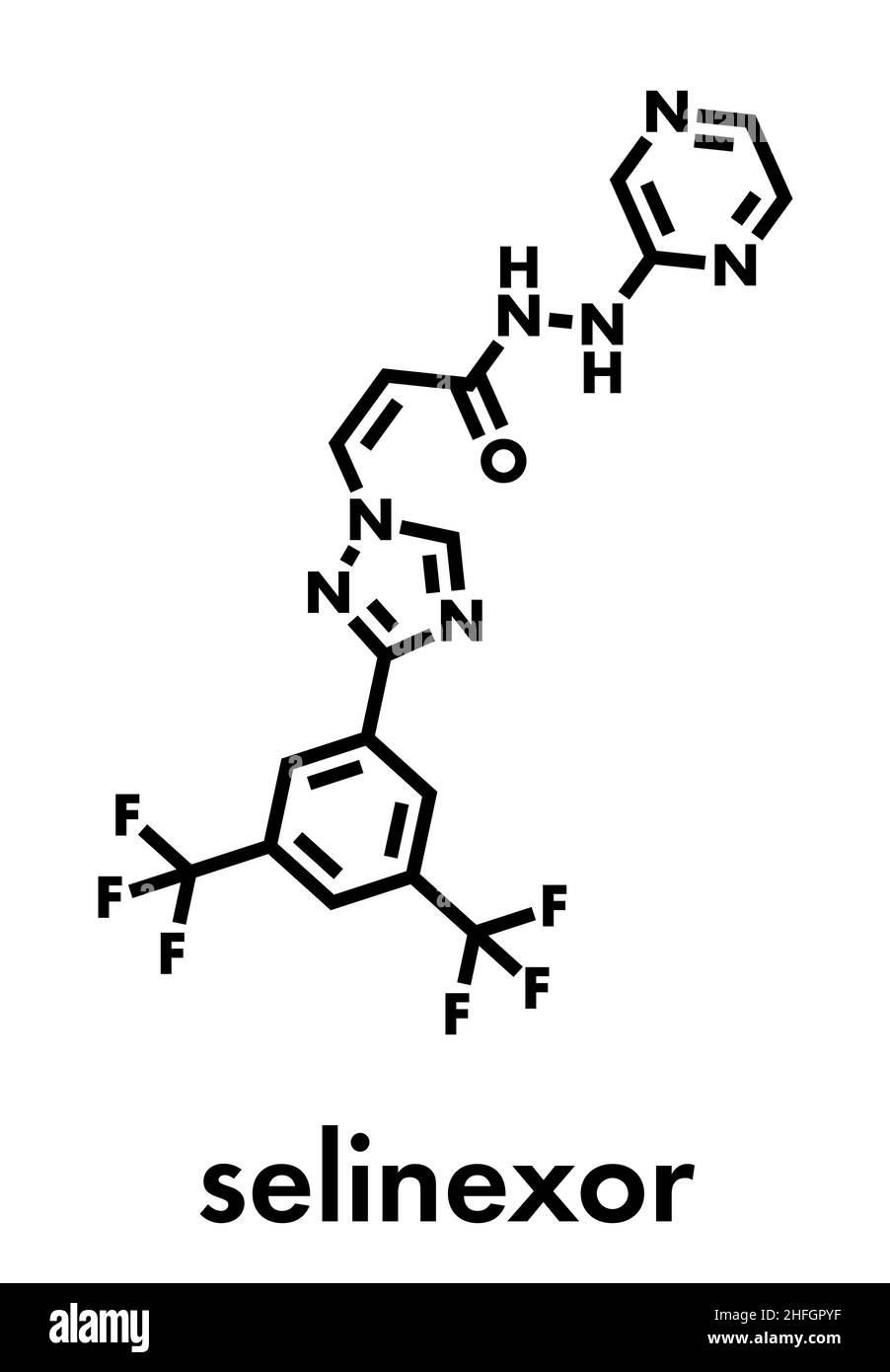 Selinexor cancer drug molecule. Skeletal formula Stock Vector Image ...