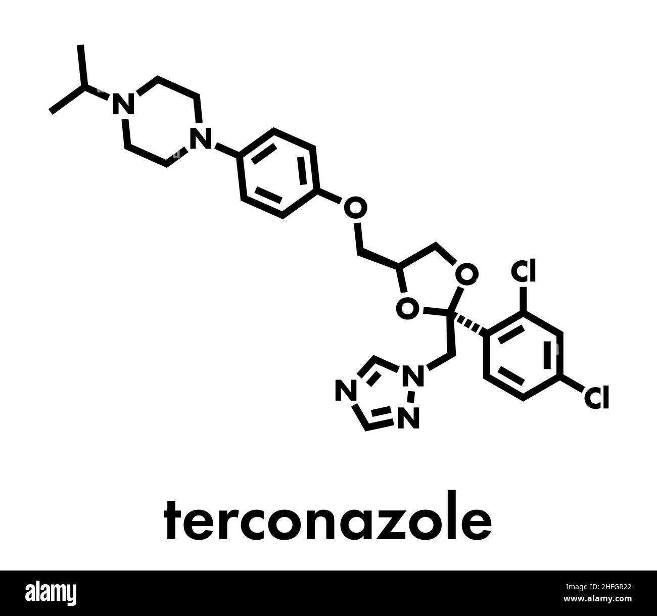 Terconazole antifungal drug molecule. Skeletal formula Stock Vector ...