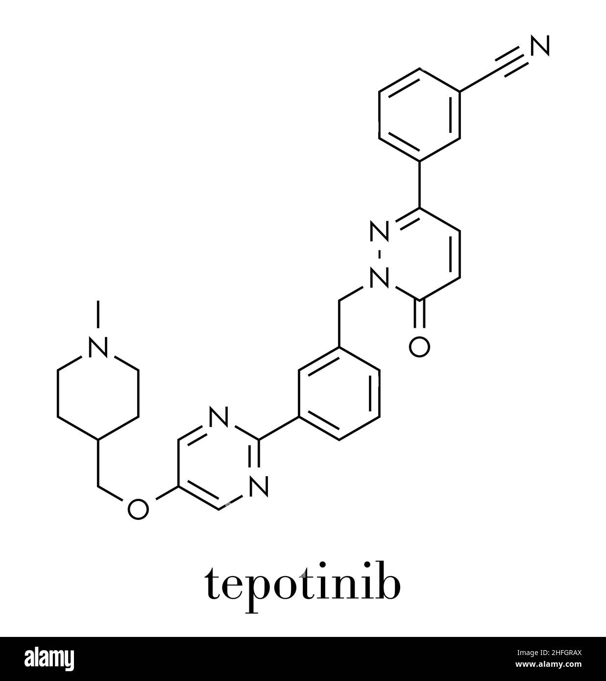 Tepotinib cancer drug molecule. Skeletal formula Stock Vector Image ...