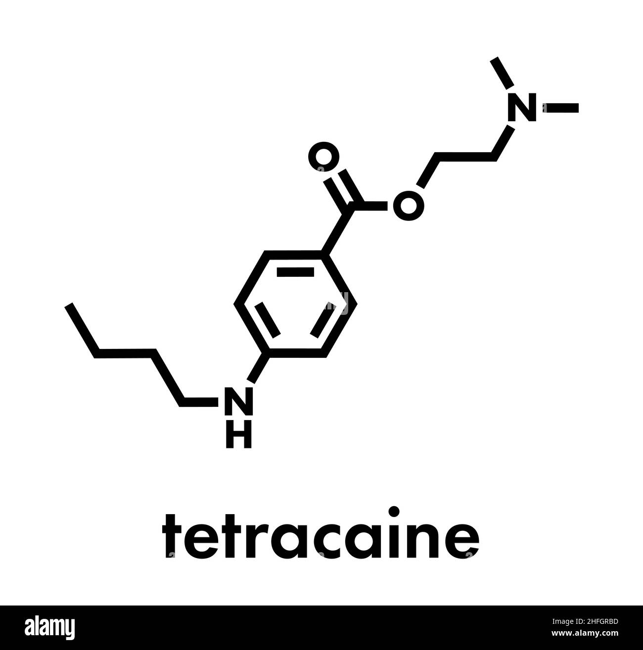 Tetracaine local anesthetic drug molecule. Skeletal formula Stock ...