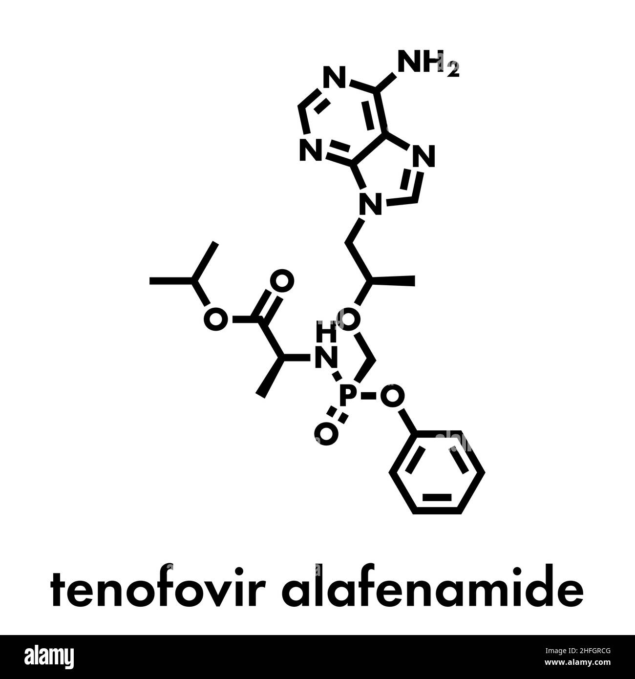 Tenofovir alafenamide antiviral drug molecule (prodrug of tenofovir ...