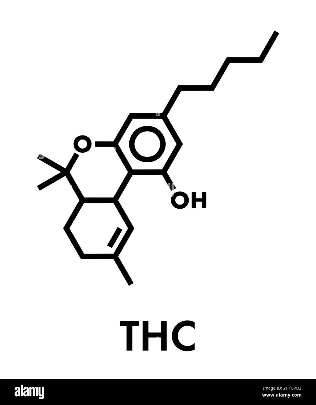 THC (delta-9-tetrahydrocannabinol, dronabinol) cannabis drug molecule ...