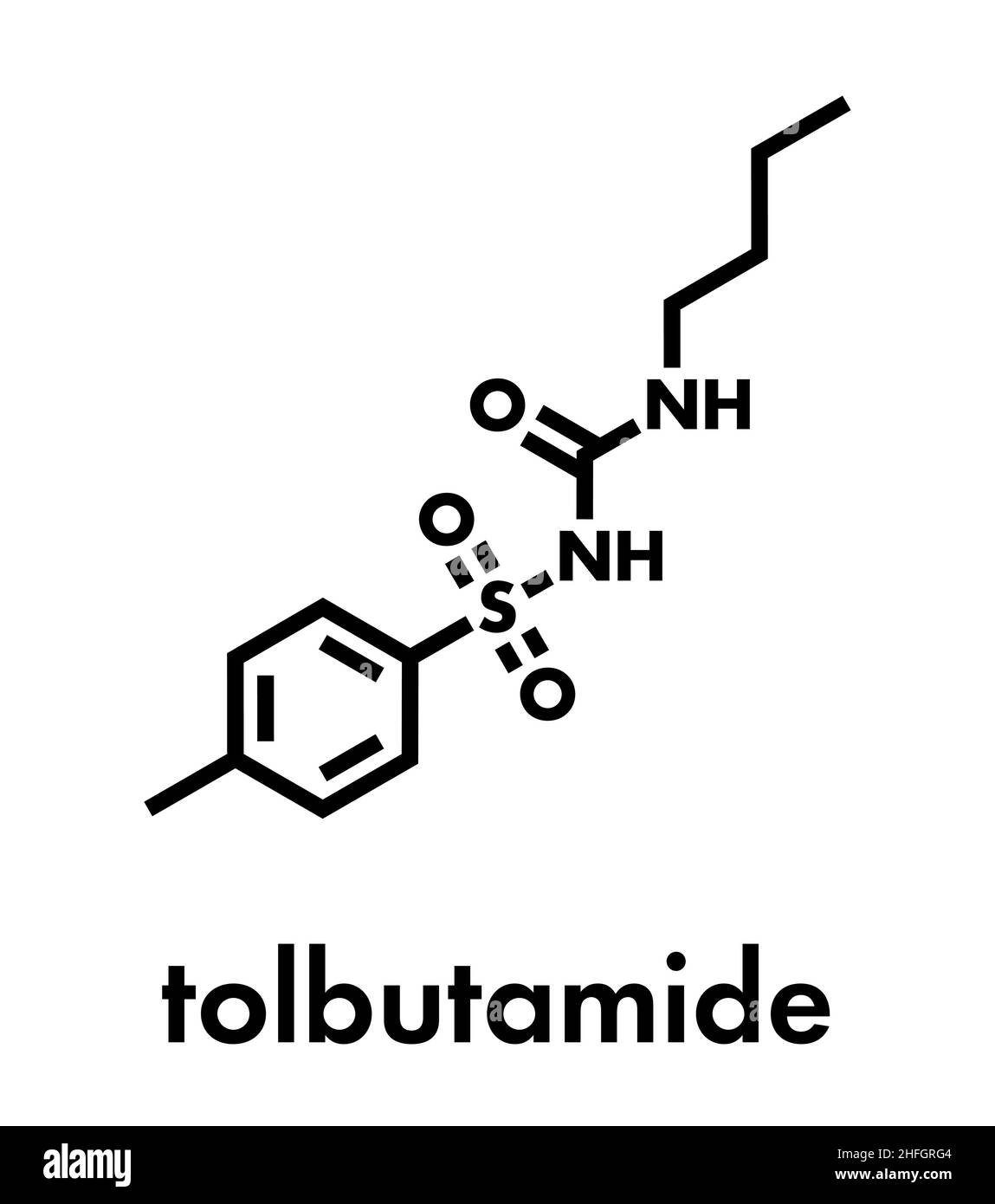 Tolbutamide diabetes drug molecule. Skeletal formula Stock Vector Image ...