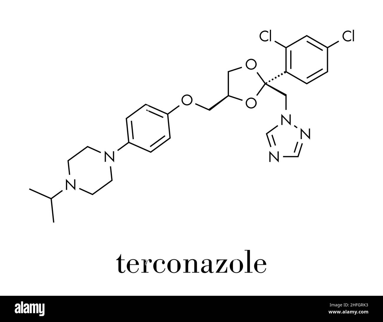 Terconazole antifungal drug molecule. Skeletal formula Stock Vector ...