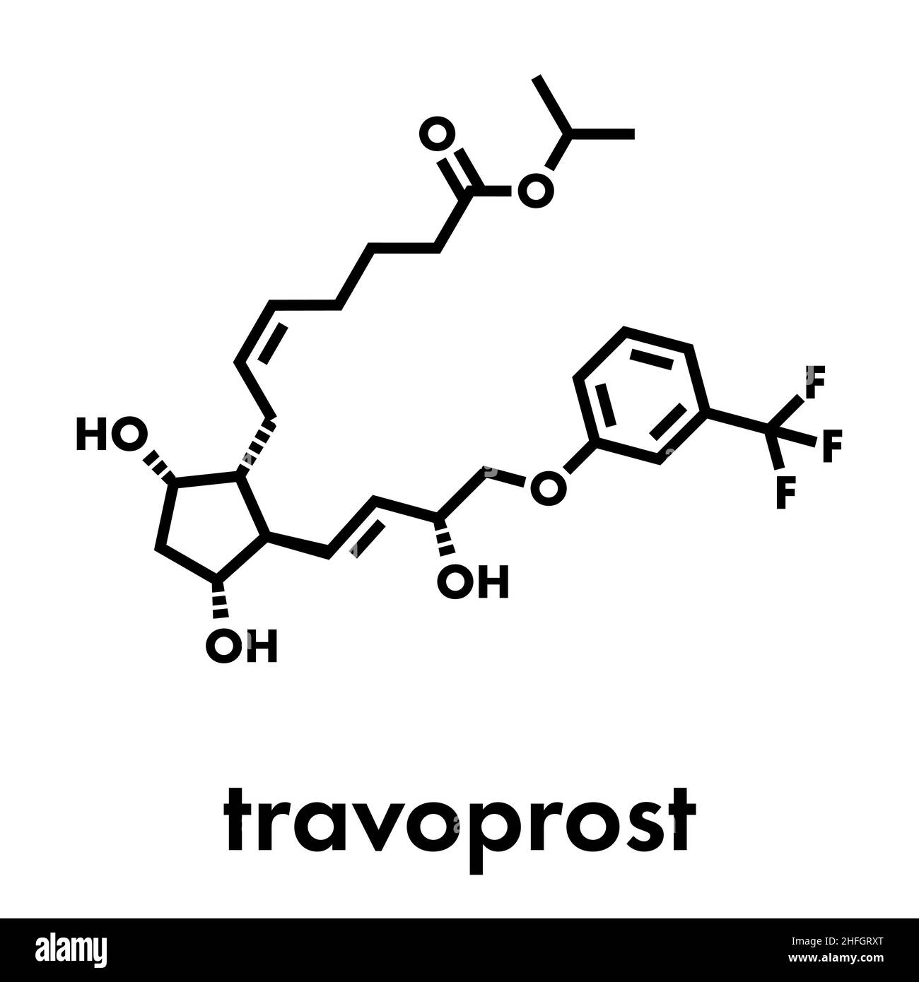 Travoprost eye disease drug molecule. Used in treatment of glaucoma and ...