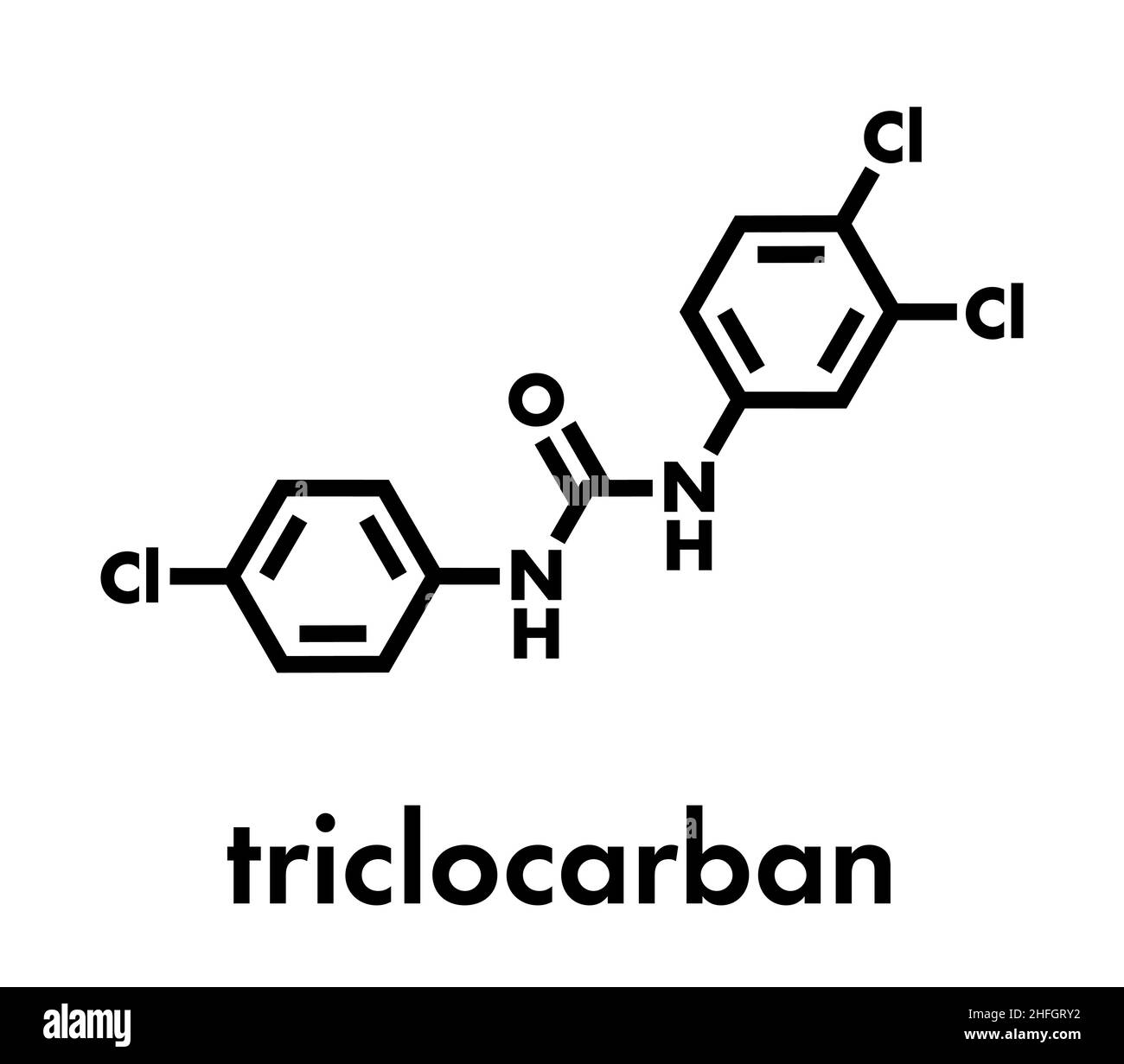 Triclocarban antibacterial agent molecule. Often used in antibacterial ...