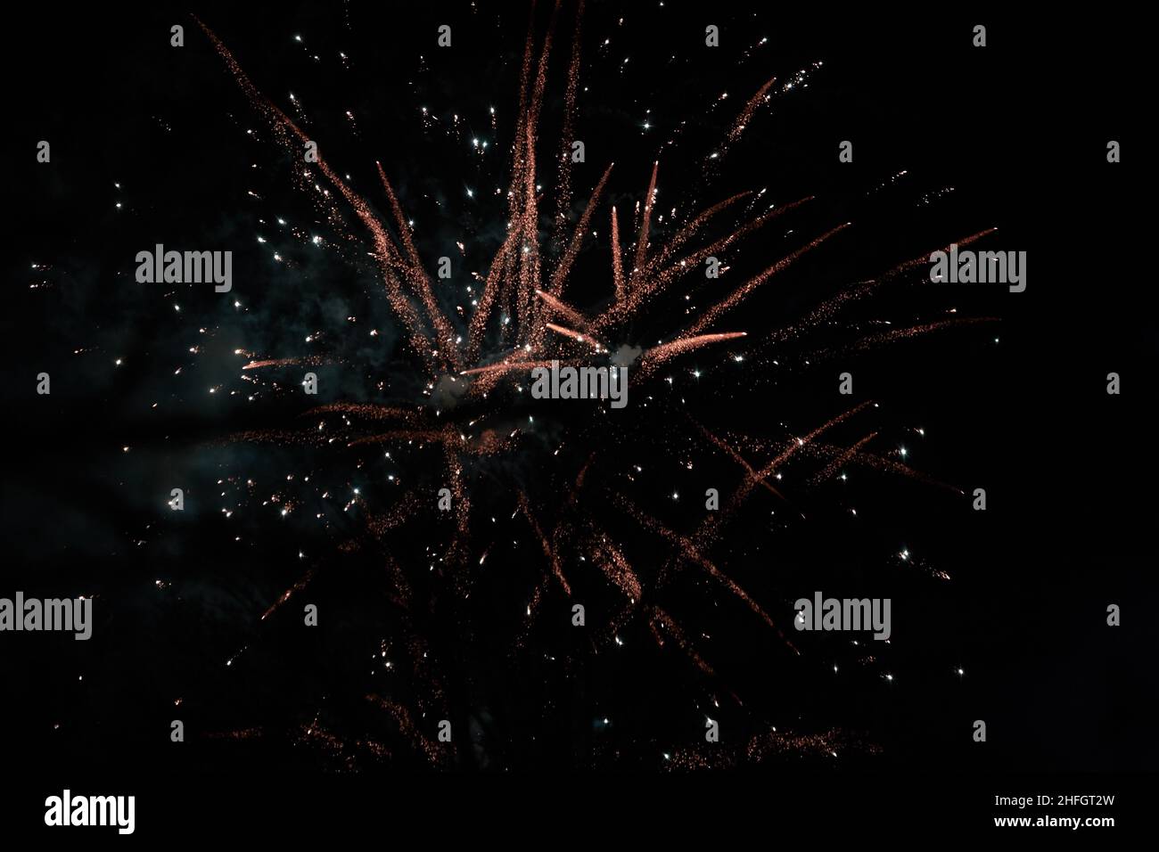 Night color pyrotechnic fireworks on a black background. Firework ...