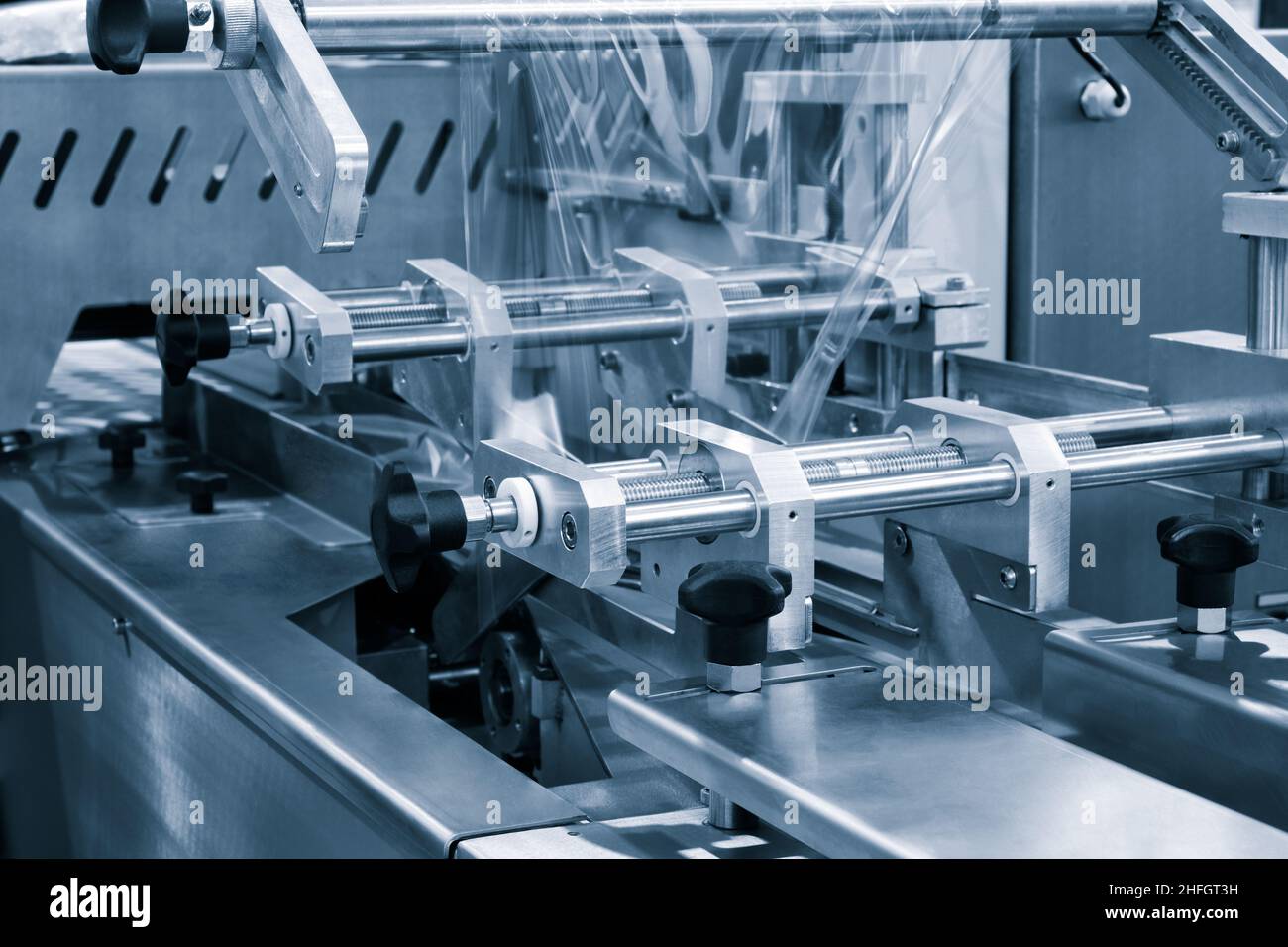 The operation of automatic plastic bag production machine with lighting ...