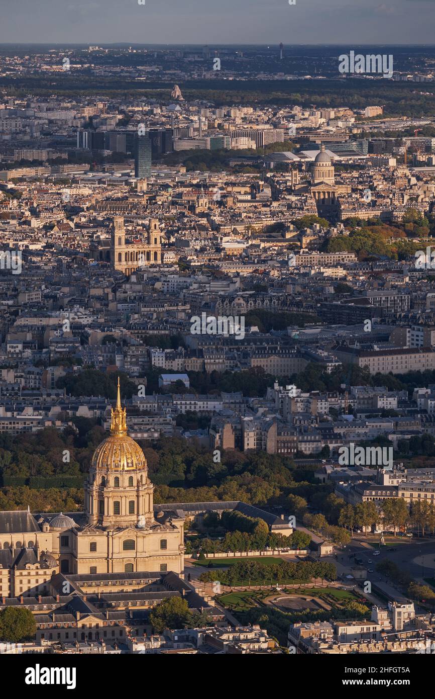 Panorama Aerial View - Skyline of Paris, France. A view from the top ...