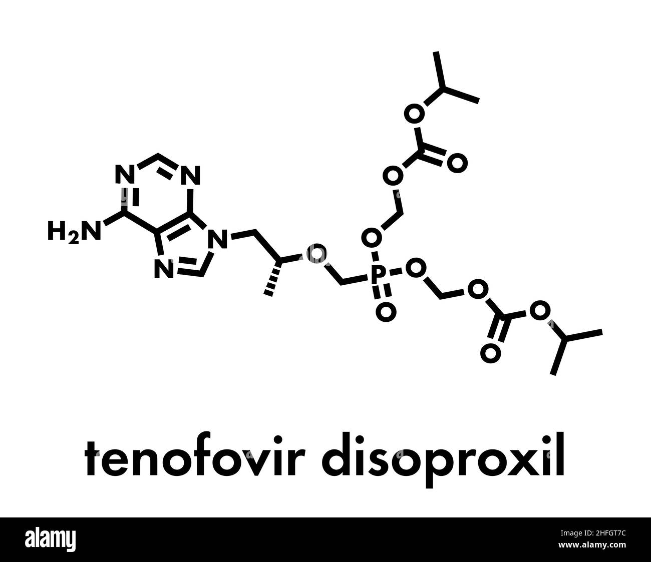 Tenofovir HIV drug molecule. Skeletal formula Stock Vector Image & Art ...