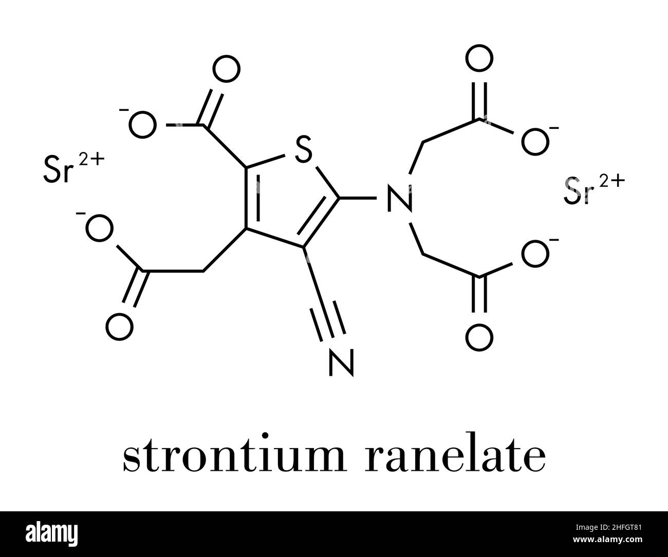 Strontium ranelate osteoporosis drug molecule. Skeletal formula Stock ...