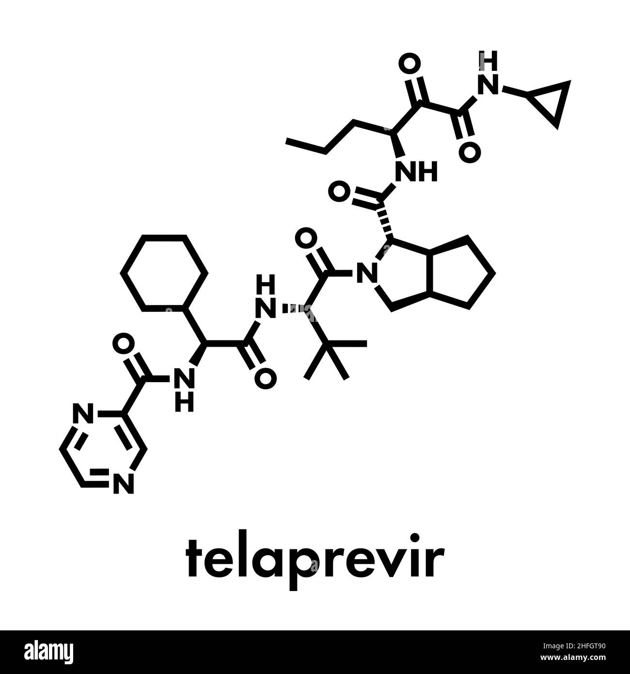 Telaprevir hepatitis C virus drug molecule. Skeletal formula Stock ...