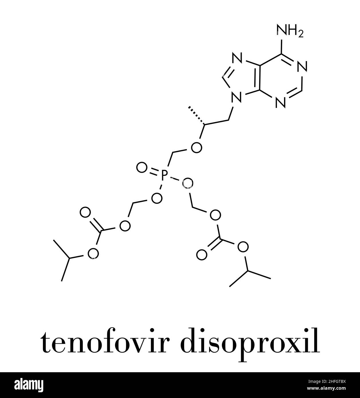 Tenofovir HIV drug molecule. Skeletal formula Stock Vector Image & Art ...