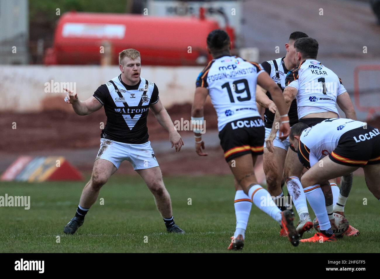 Bradford, UK. 16th Jan, 2022. Brad Fash (17) of Hull FC during the game ...