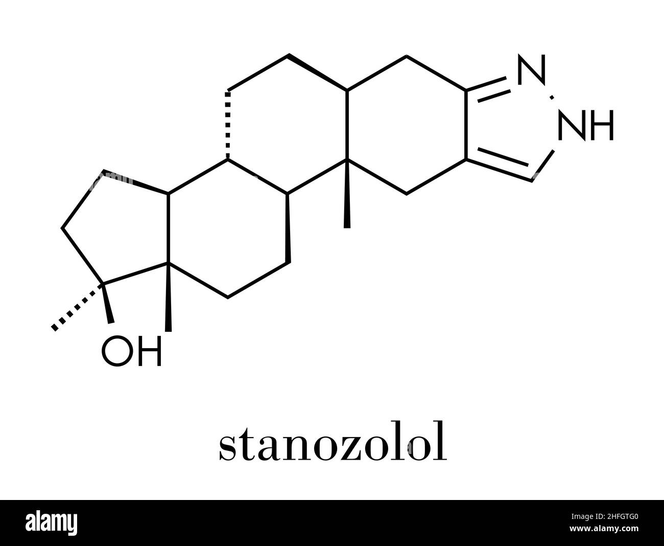 Stanozolol anabolic steroid drug, chemical structure. Skeletal formula ...