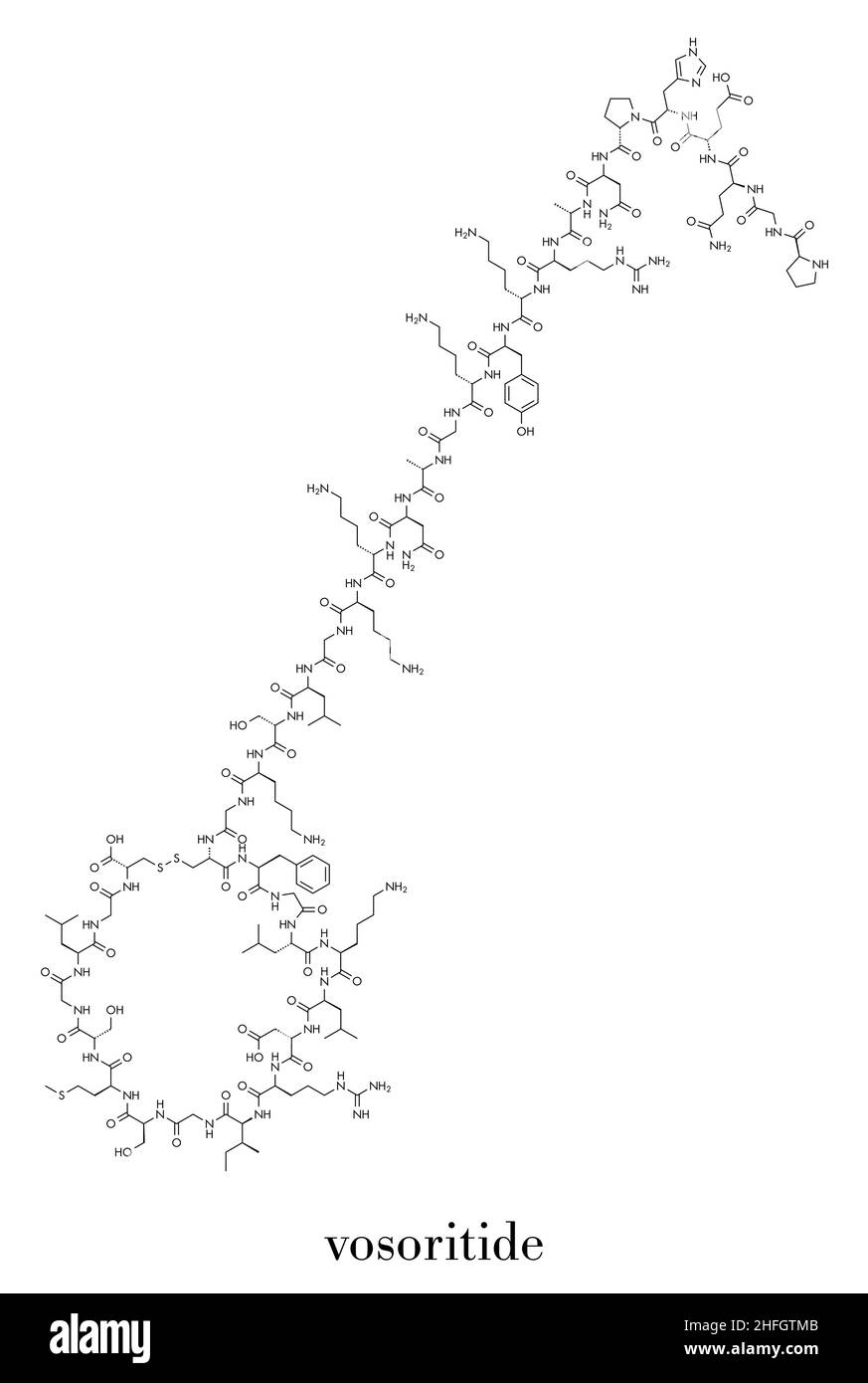 Vosoritide achondroplasia drug molecule. Skeletal formula Stock Vector ...