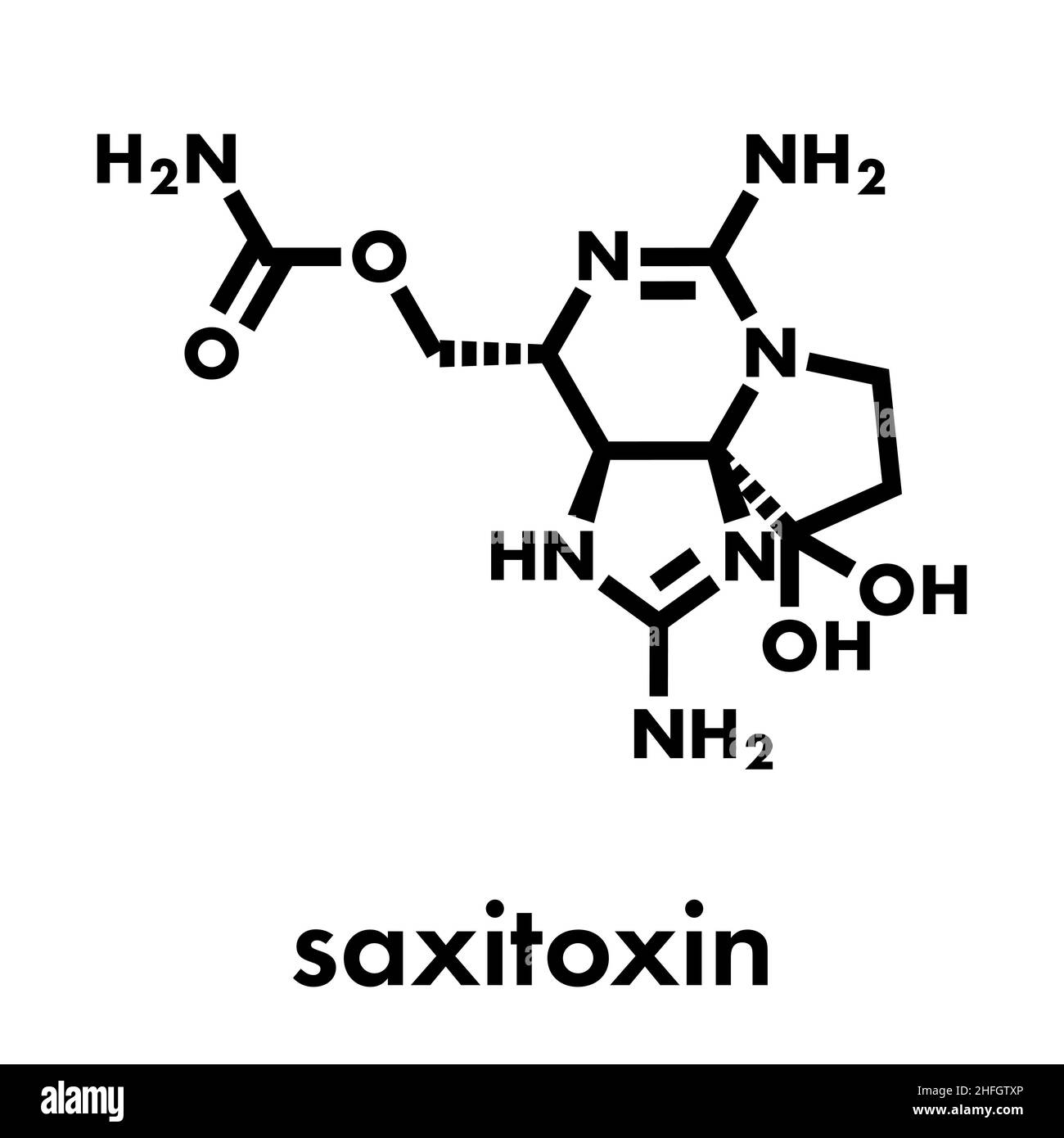 Saxitoxin (STX) paralytic shellﬁsh toxin (PST), chemical structure ...