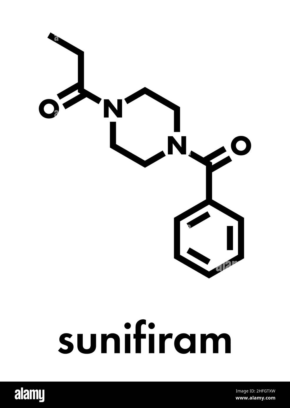 Sunifiram molecule. Potential nootropic. Skeletal formula Stock Vector ...