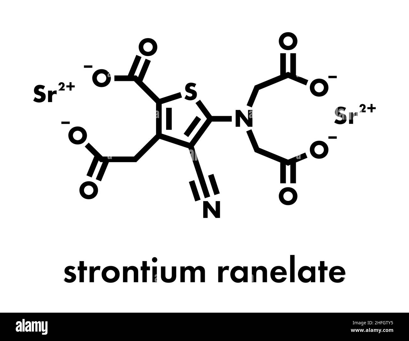 Strontium ranelate osteoporosis drug molecule. Skeletal formula Stock ...