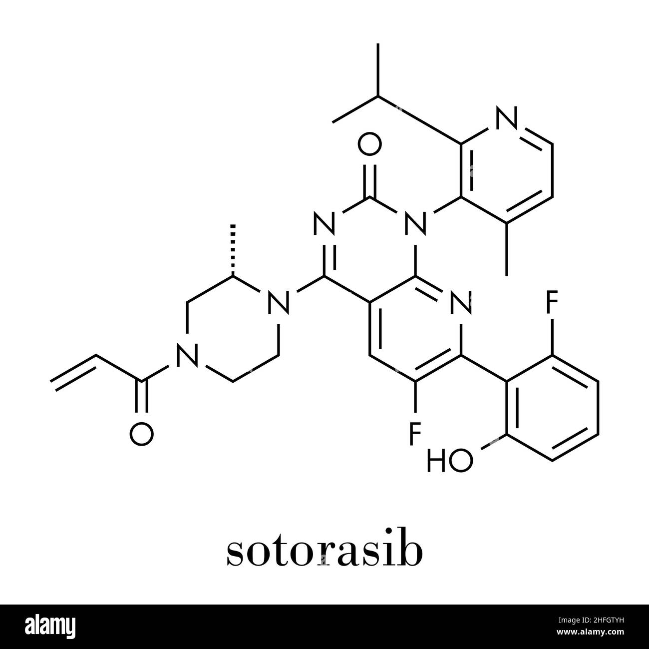 Sotorasib cancer drug molecule. Skeletal formula Stock Vector Image ...