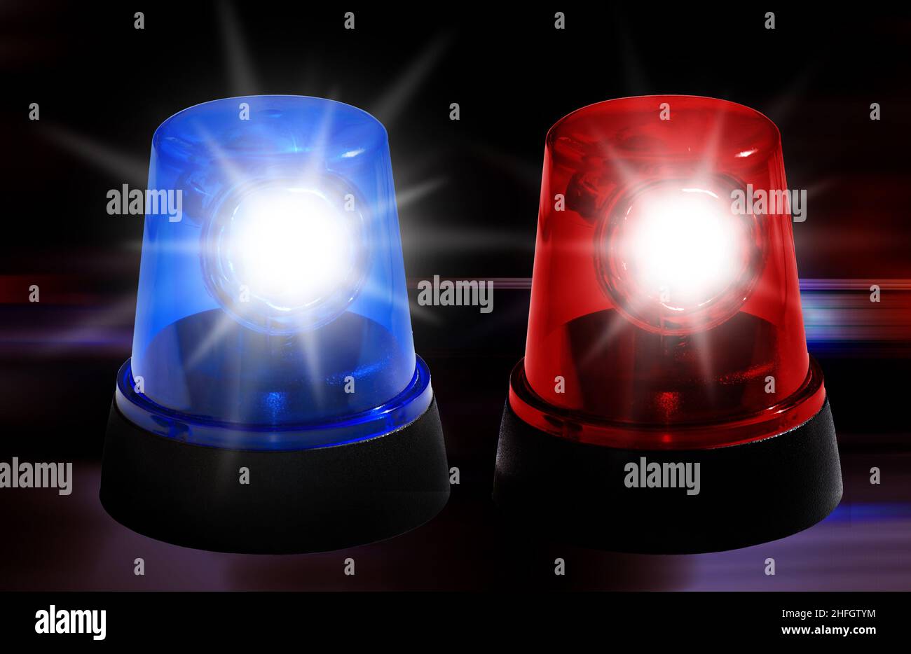 Blue light red light police fire department siren with flashing light ...