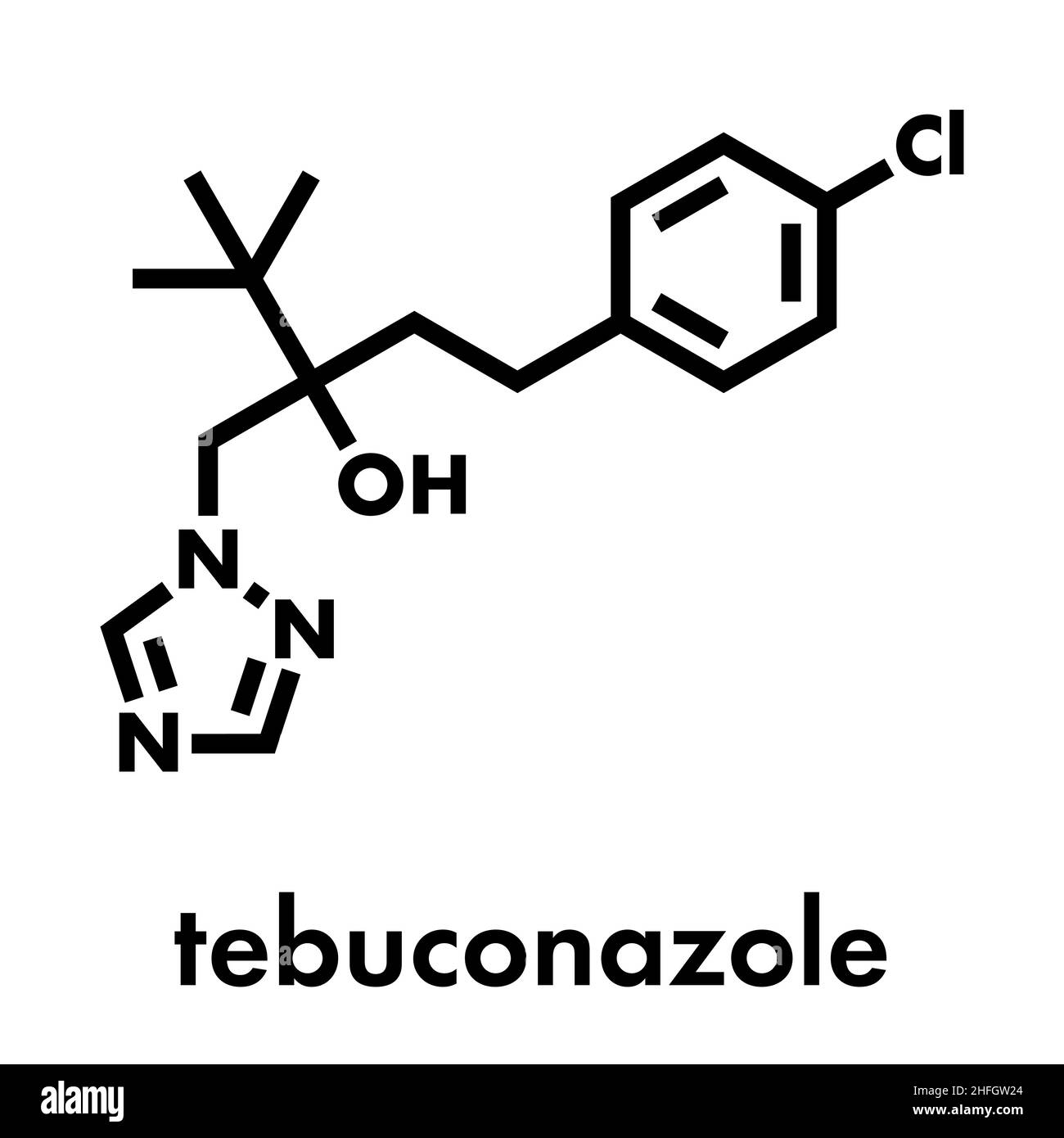 Tebuconazole fungicide molecule. Skeletal formula Stock Vector Image ...