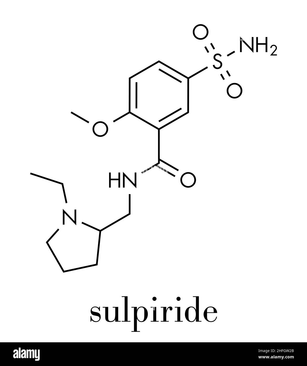 Sulpiride antipsychotic (neuroleptic) drug molecule. Skeletal formula Stock Vector Image & Art ...