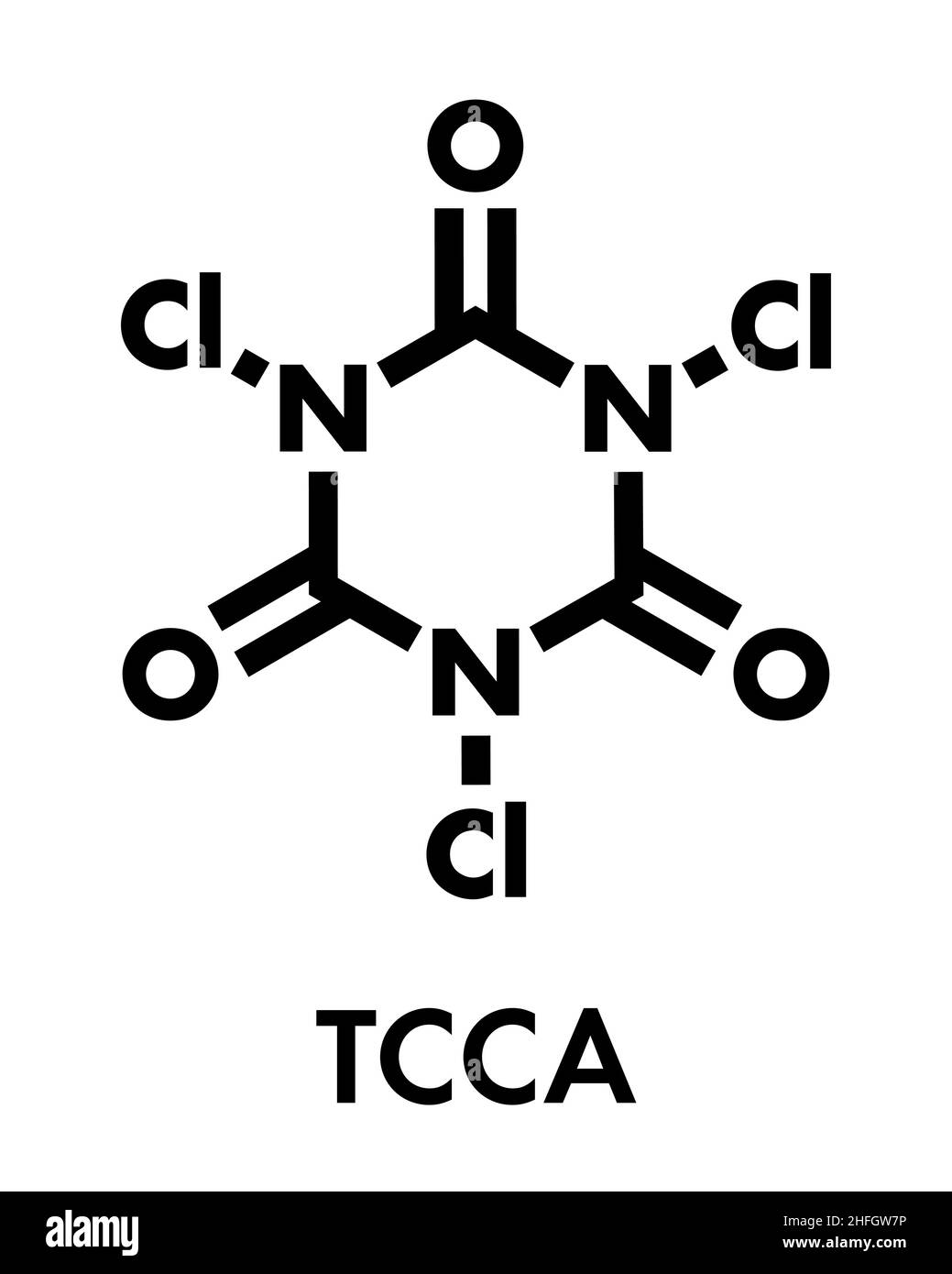 Trichloroisocyanuric acid (TCCA) molecule. Used as swimming pool ...