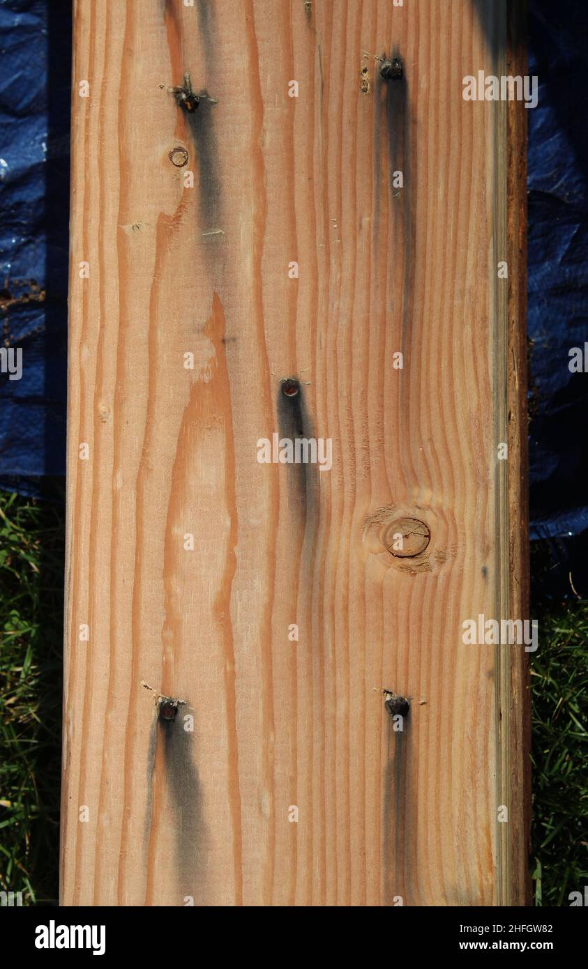 Black Stains on a Piece of Lumber Stock Photo - Alamy