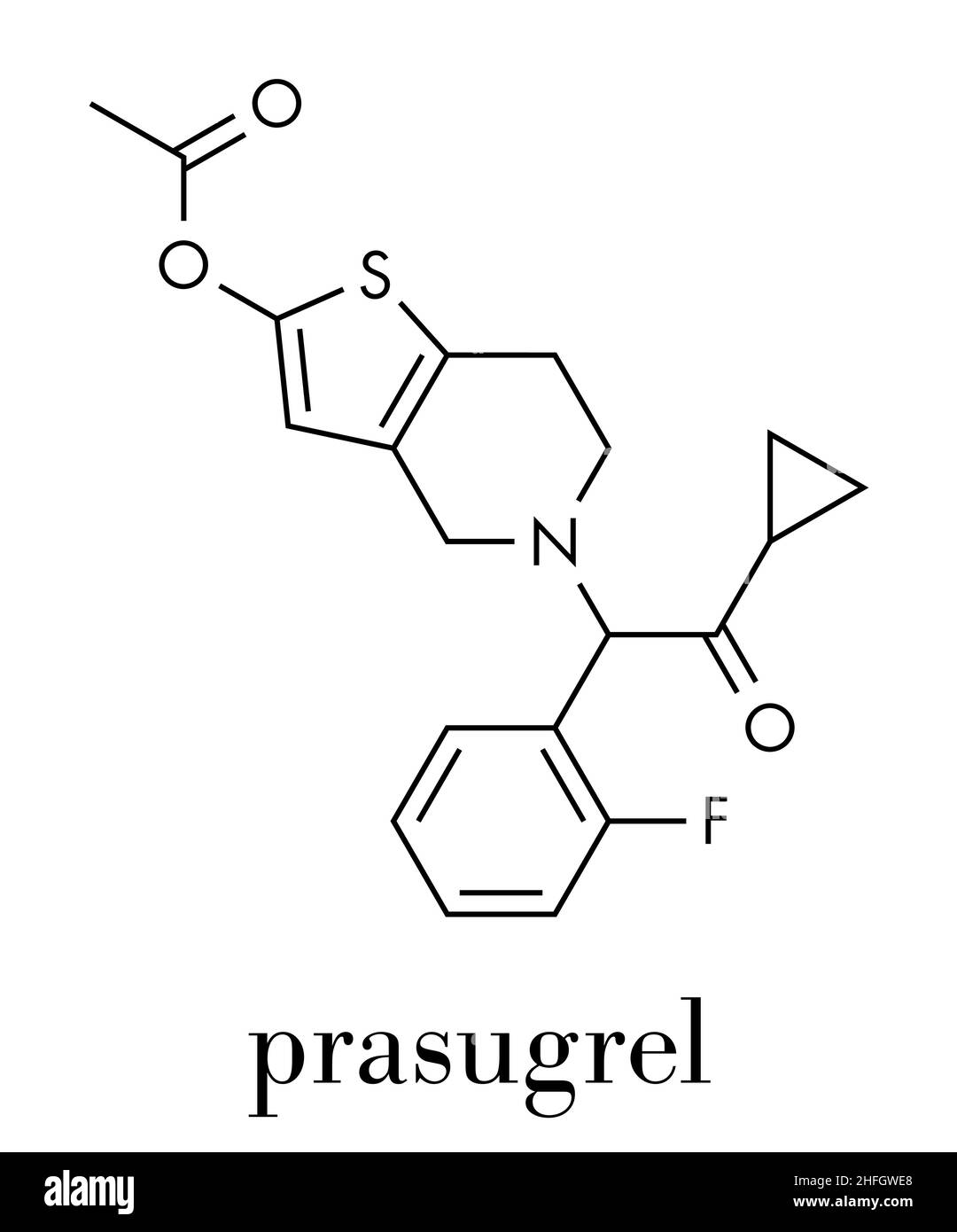 Prasugrel platelet inhibitor drug molecule. Used in treatment of acute ...