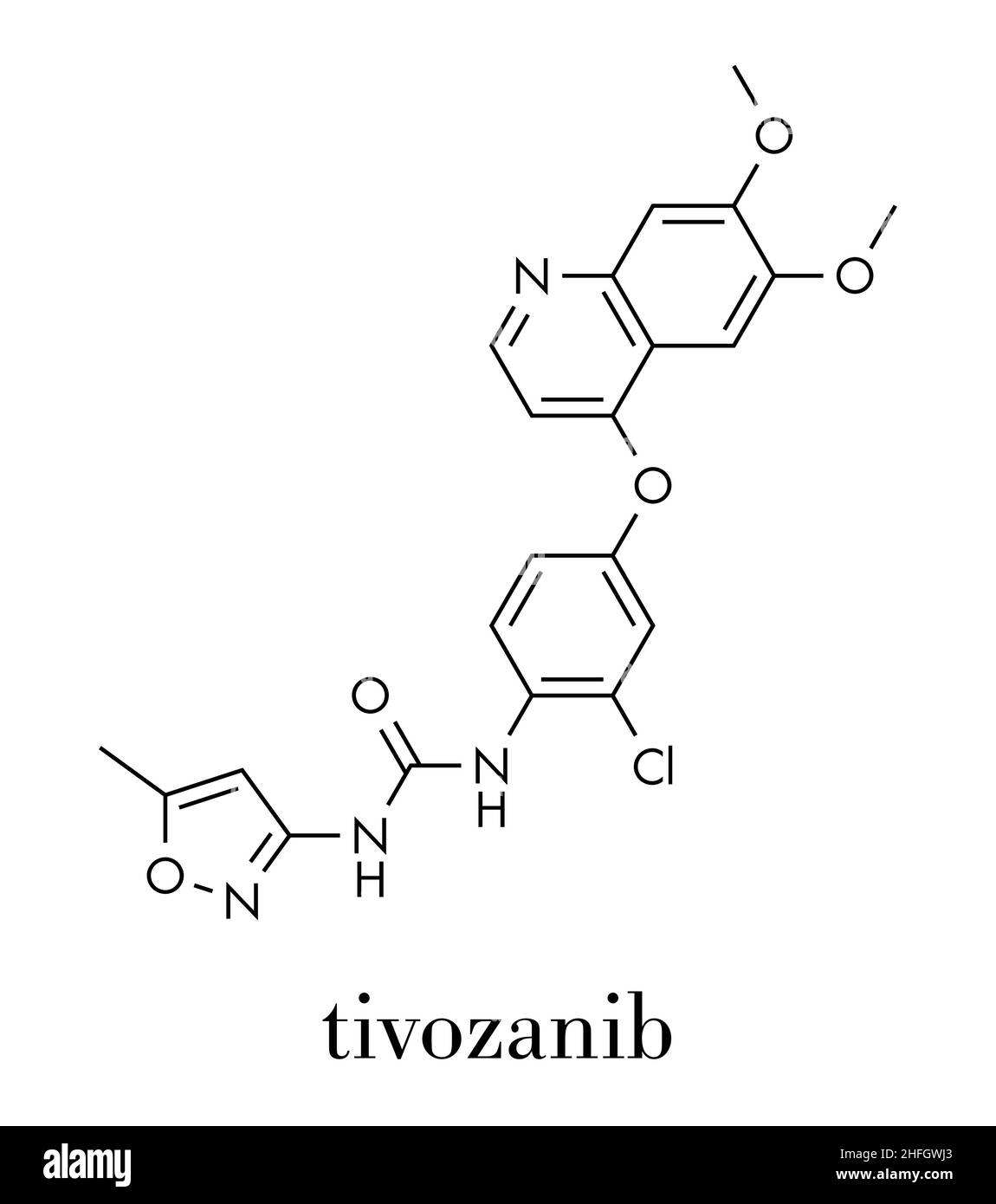 Tivozanib cancer drug molecule. Skeletal formula Stock Vector Image ...