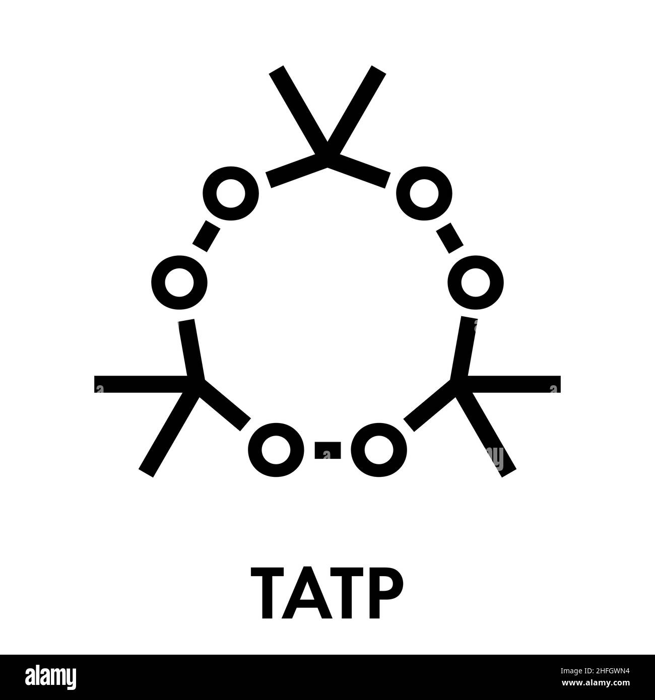 Triacetone triperoxide (TATP, acetone peroxide) explosive molecule ...