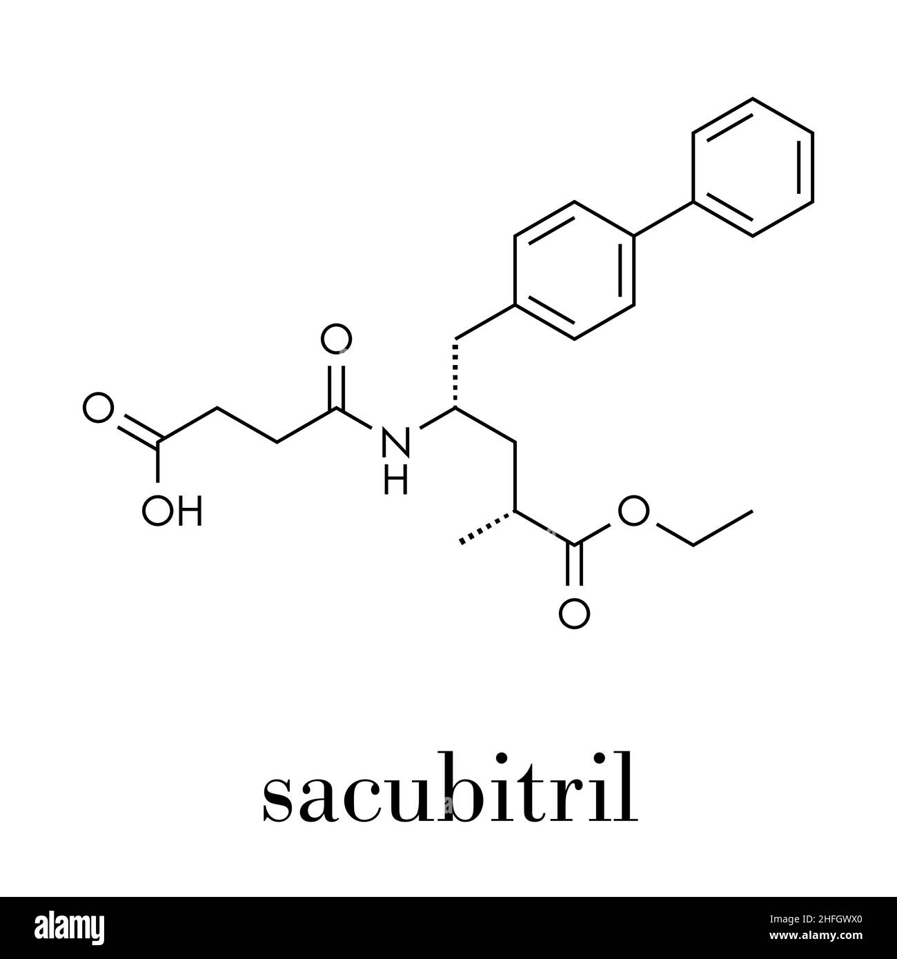 Sacubitril hypertension drug molecule. Skeletal formula Stock Vector ...
