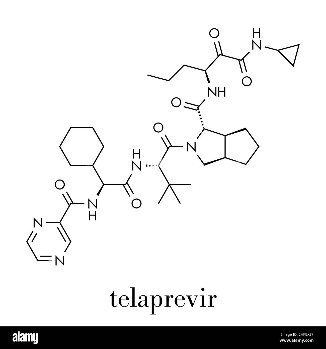Telaprevir hepatitis C virus drug molecule. Skeletal formula Stock ...