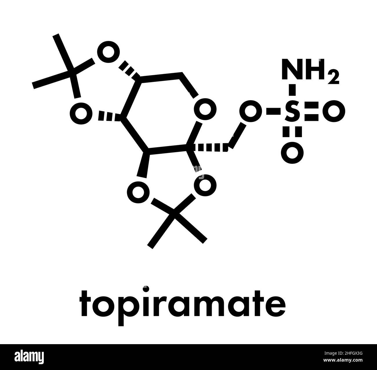 Topiramate epilepsy and weight loss drug, chemical structure Skeletal ...