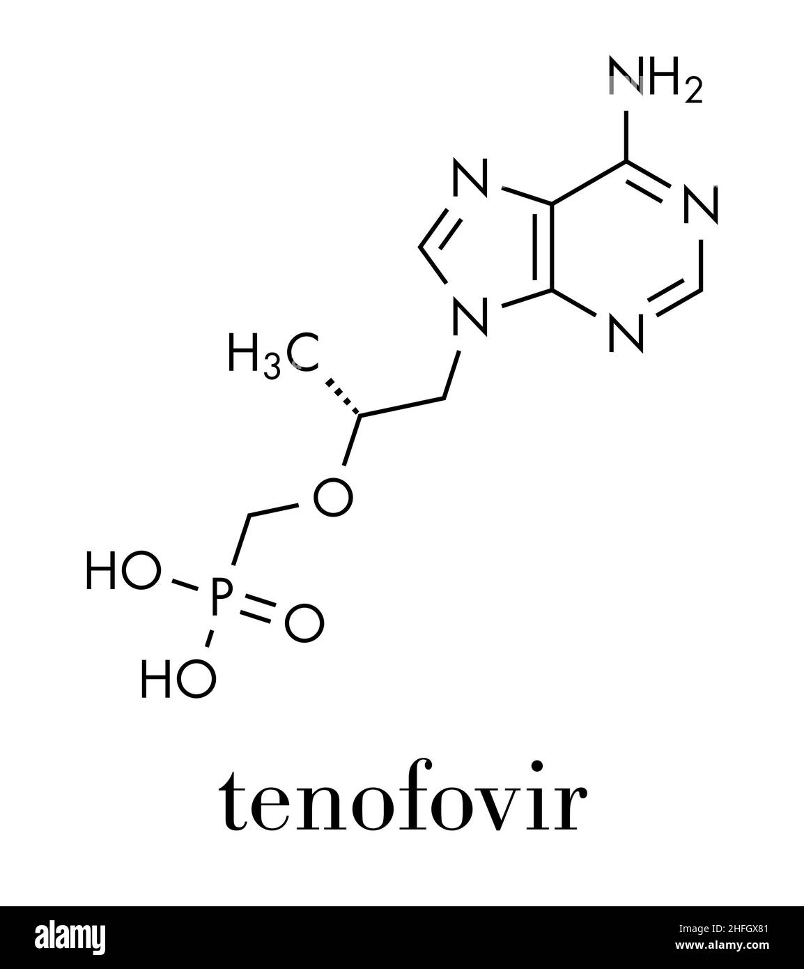 Tenofovir HIV drug molecule. Skeletal formula Stock Vector Image & Art ...