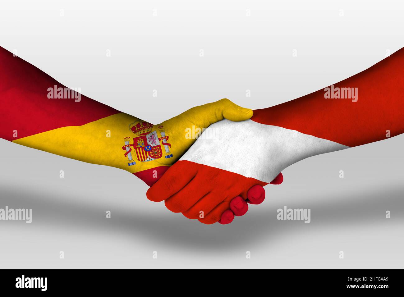 Handshake between argentina and spain flags painted on hands ...