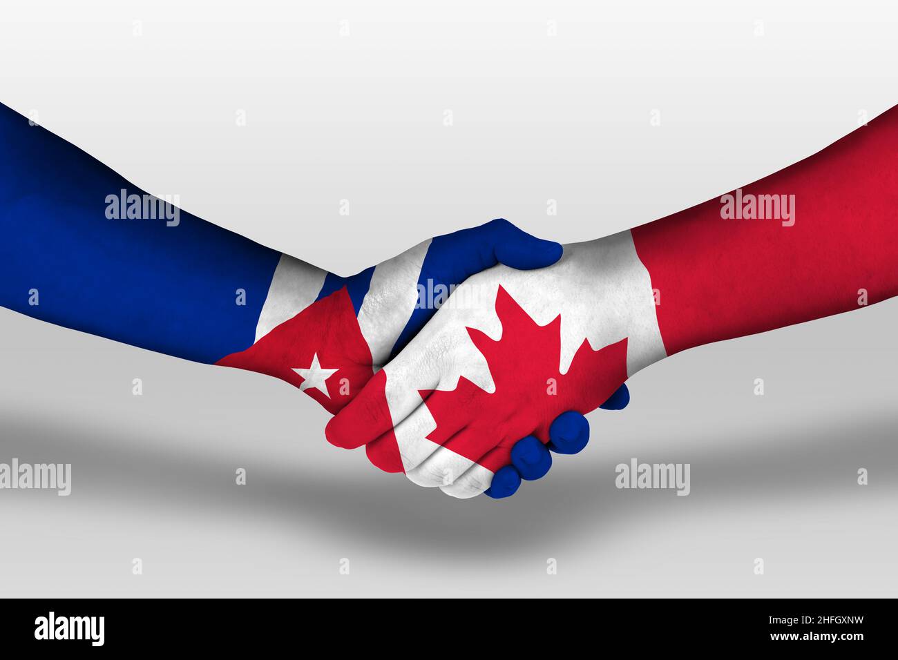 Handshake between brazil and cuba flags painted on hands, illustration ...