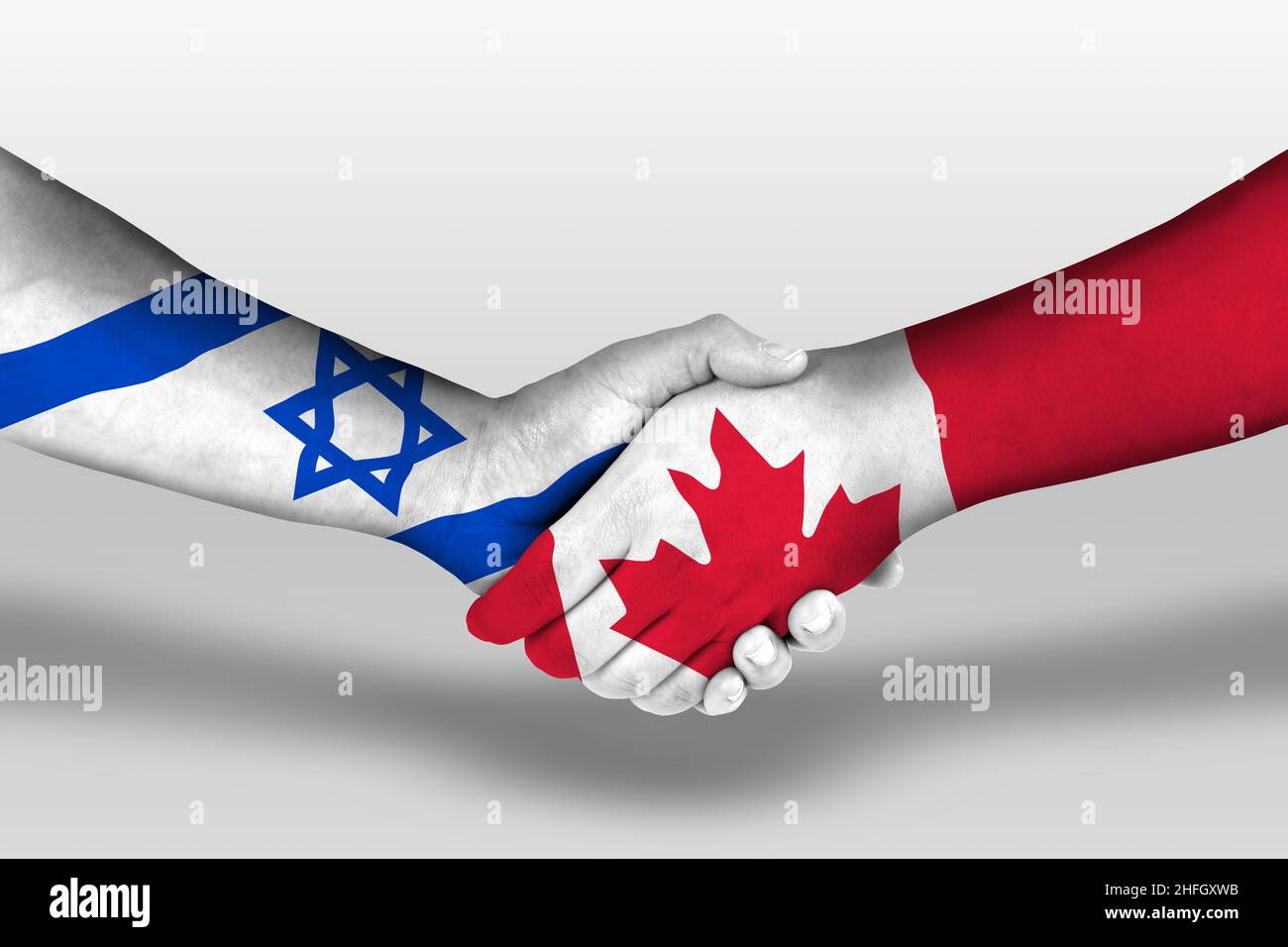 Handshake between bulgaria and israel flags painted on hands ...