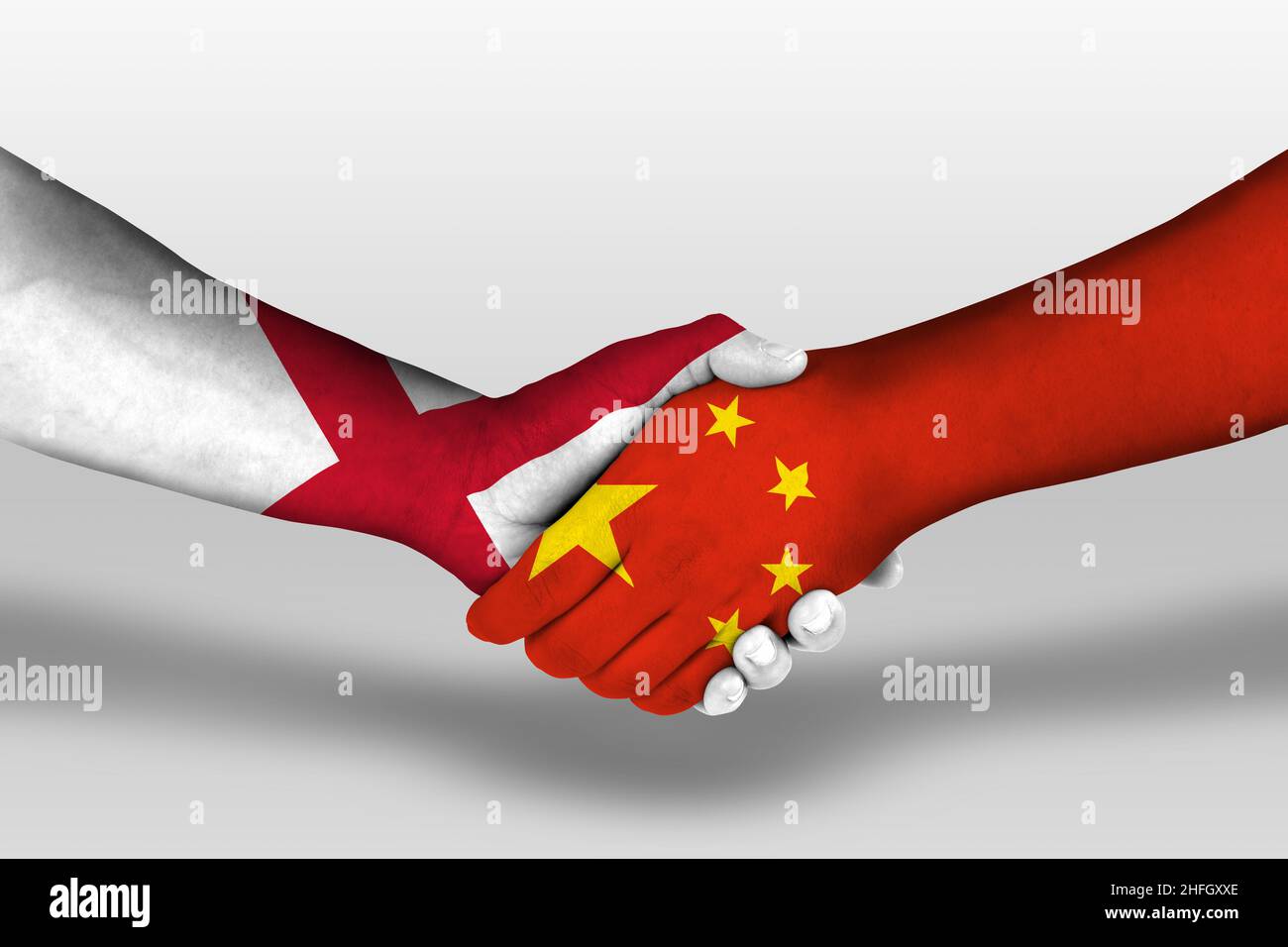 Handshake between canada and england flags painted on hands ...