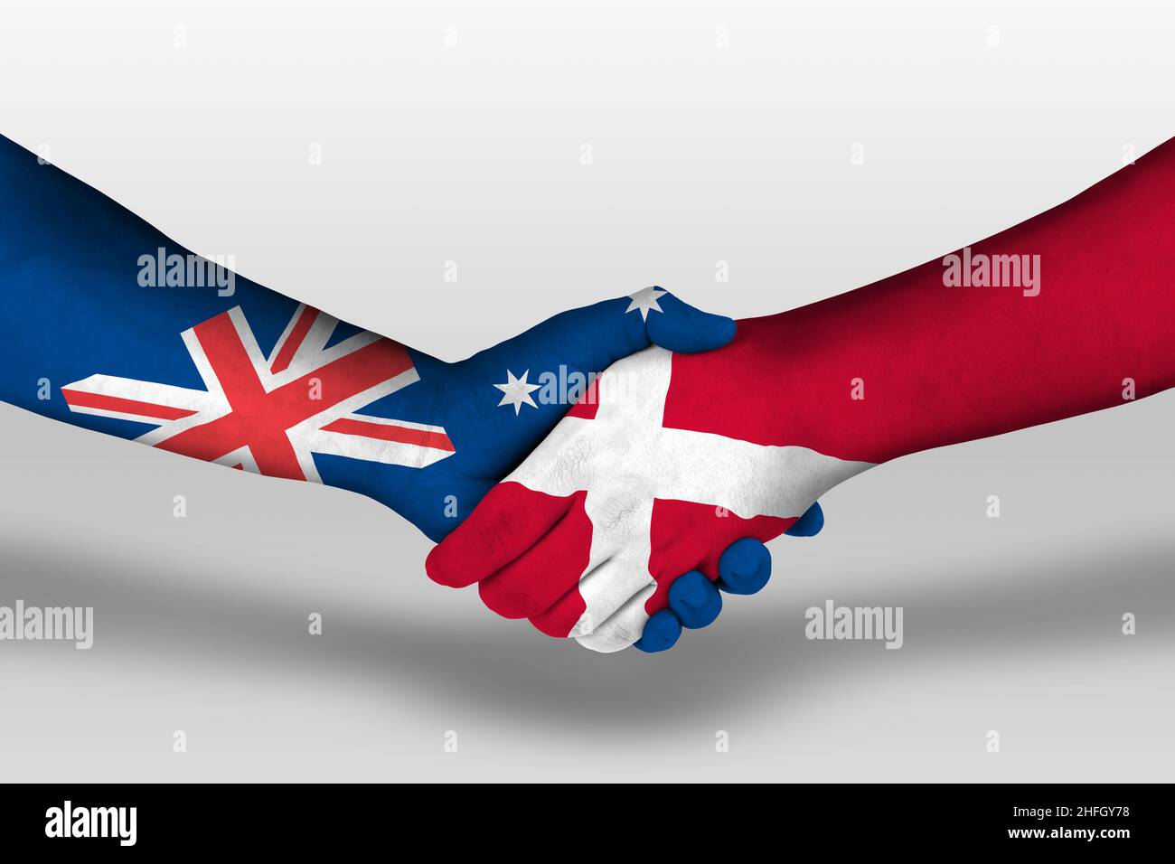 Handshake between cuba and australia flags painted on hands ...