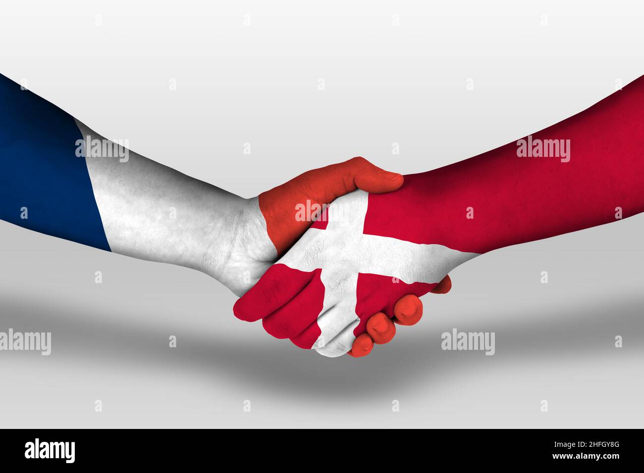 Handshake between cuba and france flags painted on hands, illustration ...