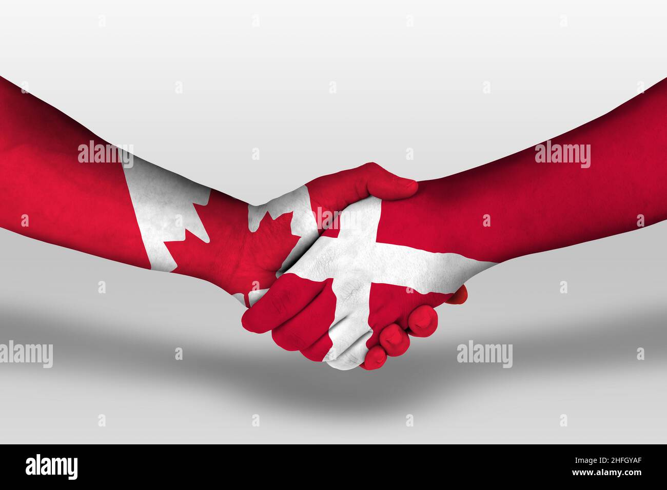 Handshake between czech republic and canada flags painted on hands ...