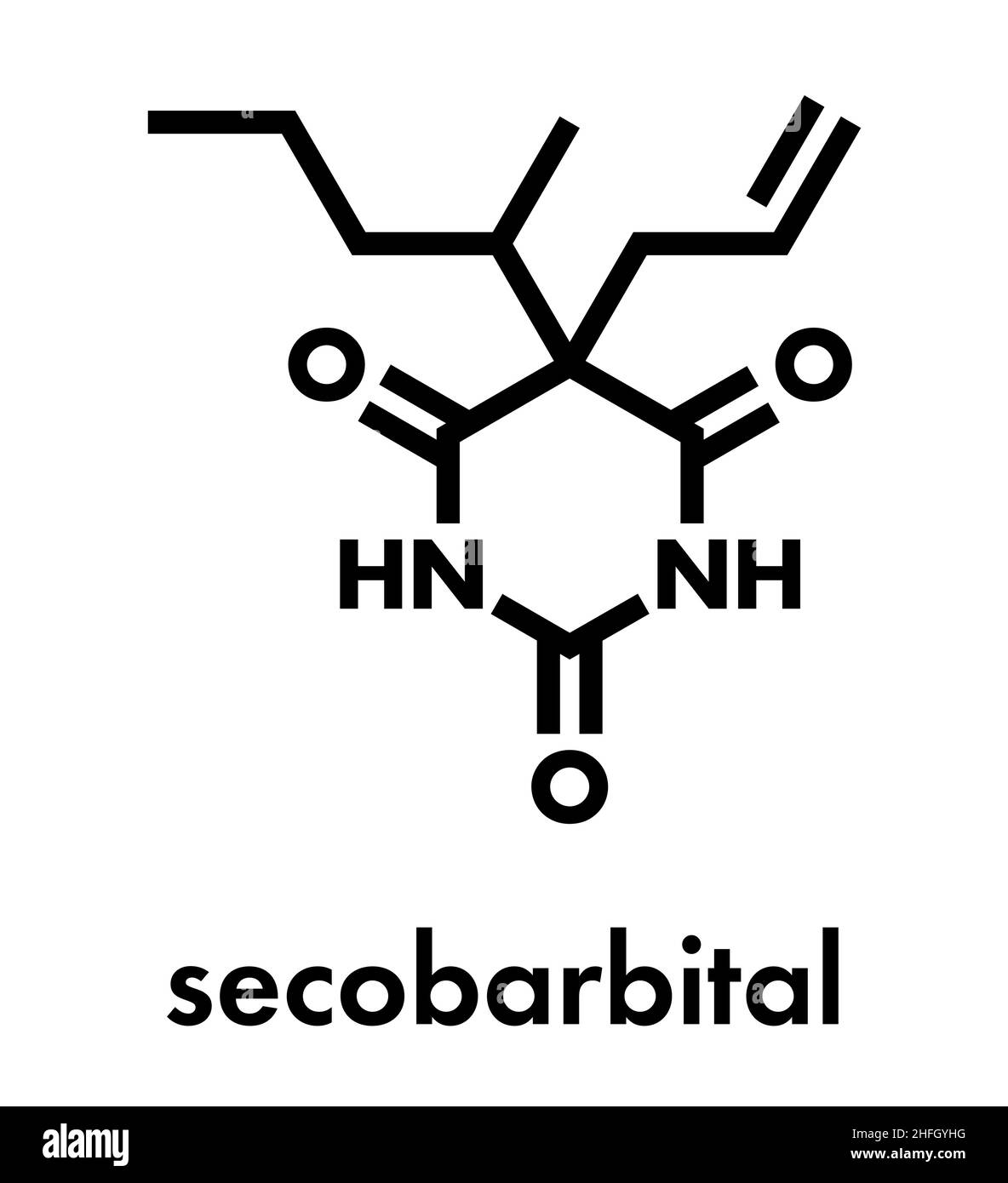 Secobarbital barbiturate sedative, chemical structure. Skeletal formula Stock Vector Image & Art ...