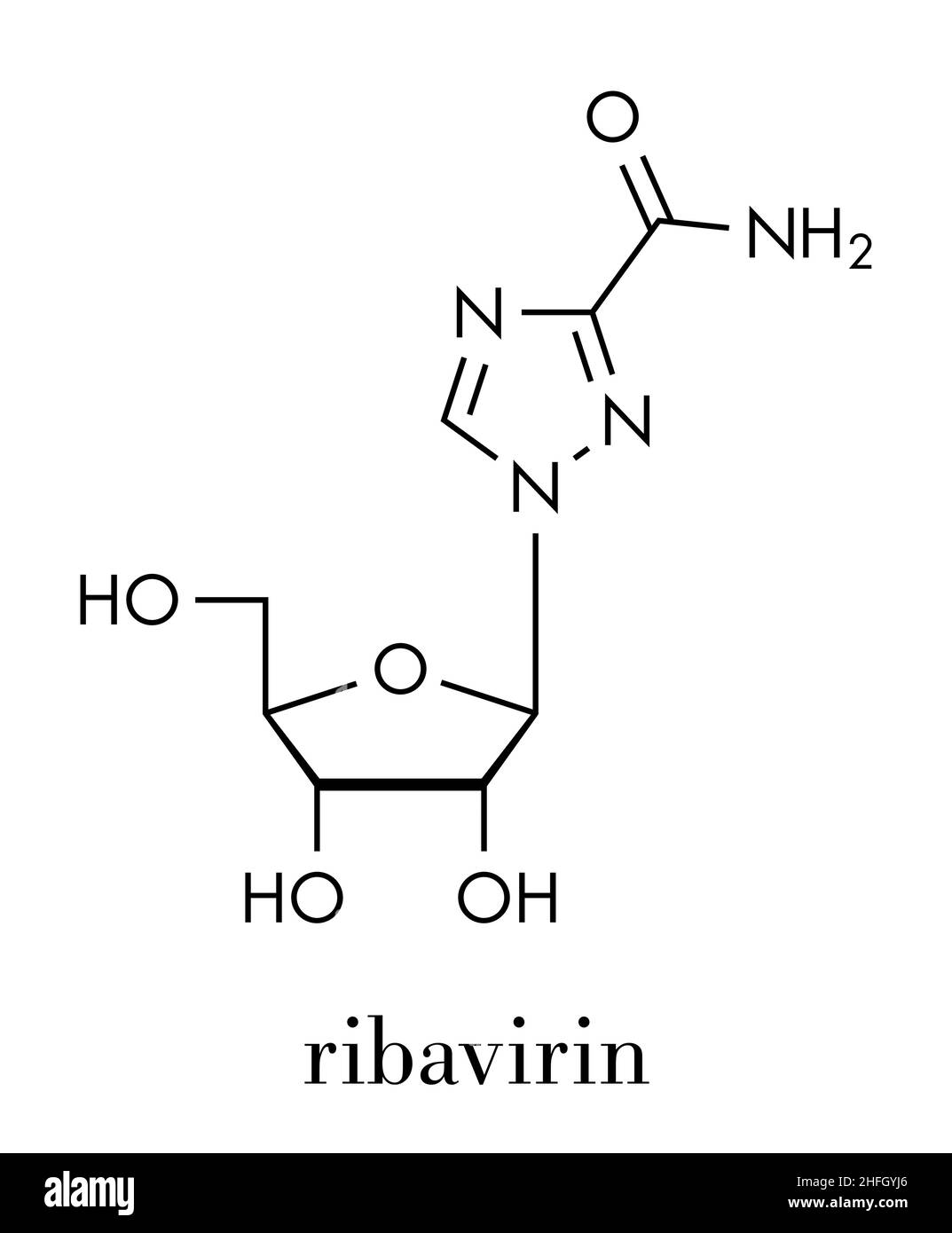 Ribavirin antiviral drug molecule. Used in treatment of hepatitis C ...